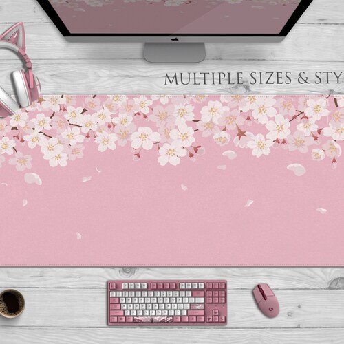 Cute Pink Cherry Blossom Kawaii Desk Pad Cute Mouse Pad - Etsy