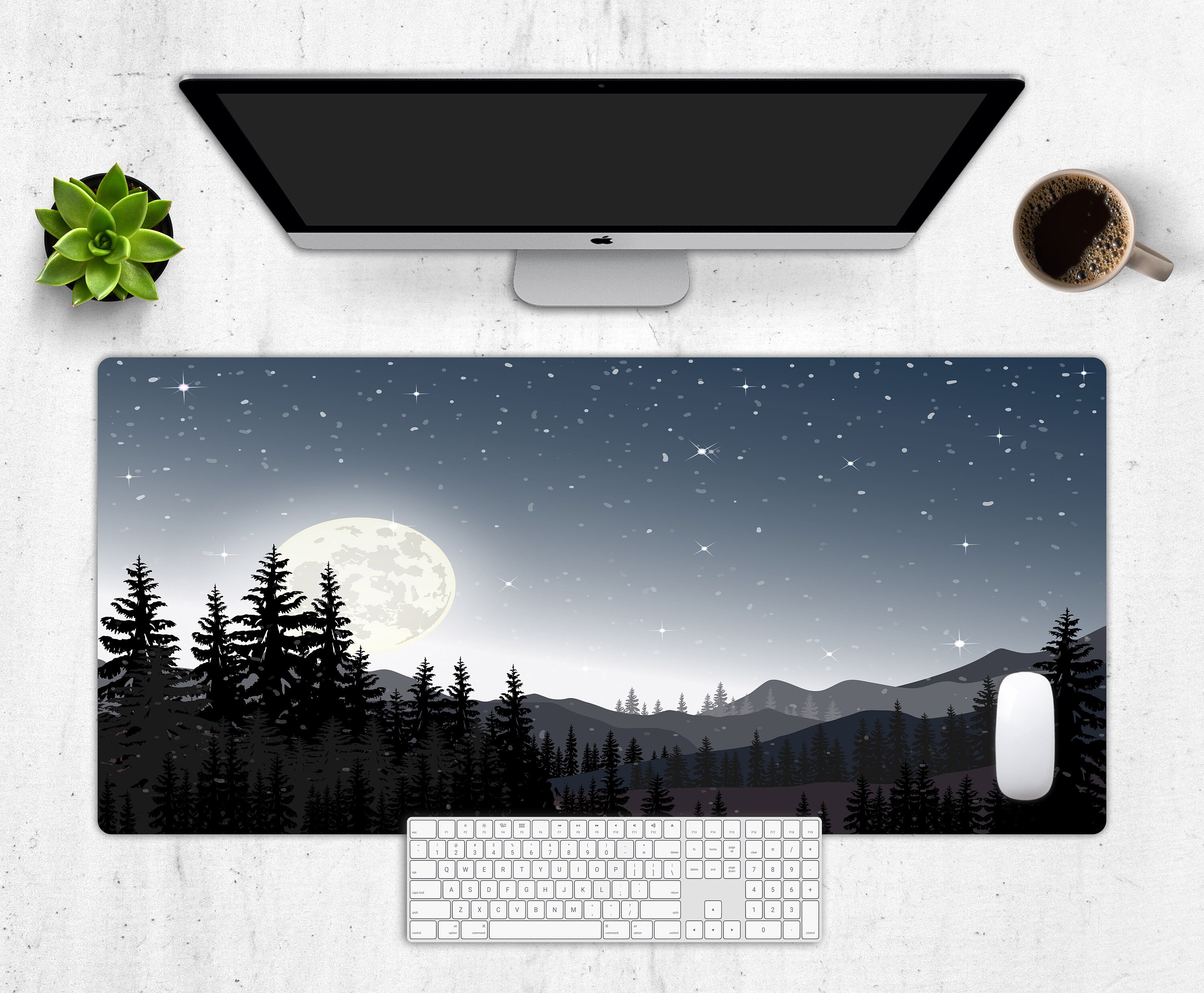 Cute Night View Full Moon Desk Pad Aesthetic Desk Mat Trendy - Etsy