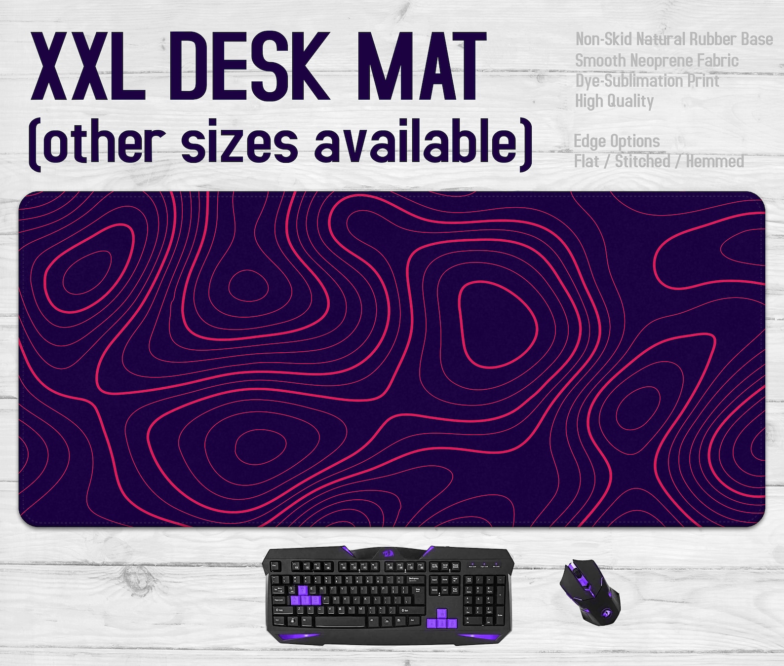 Purple Topographic Desk Mat Pink Topographic Lines Aesthetic - Etsy