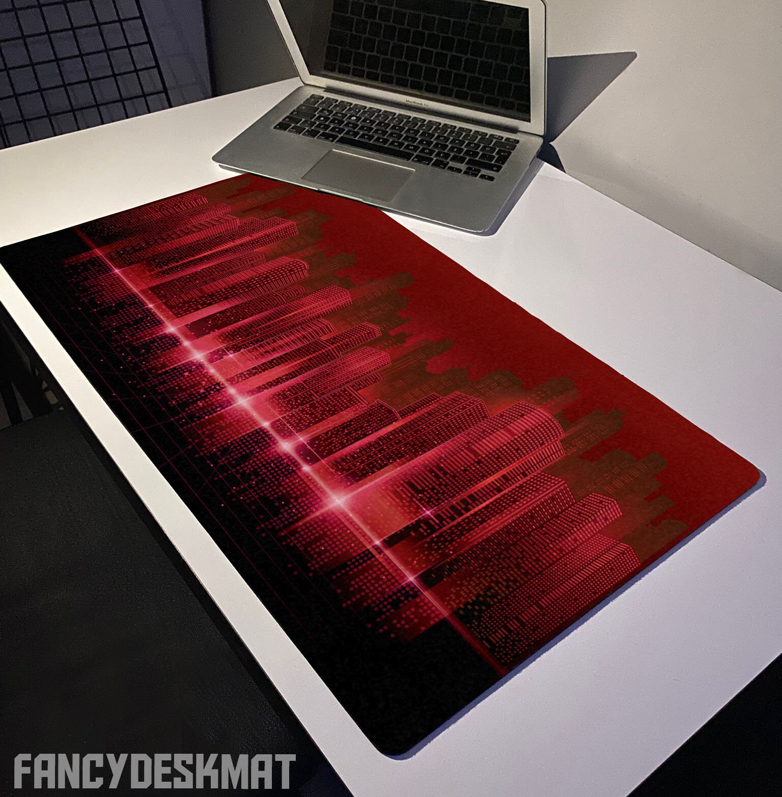 Red Neon City RGB Desk Mat - Gaming Mousepad - Night City Futuristic ...