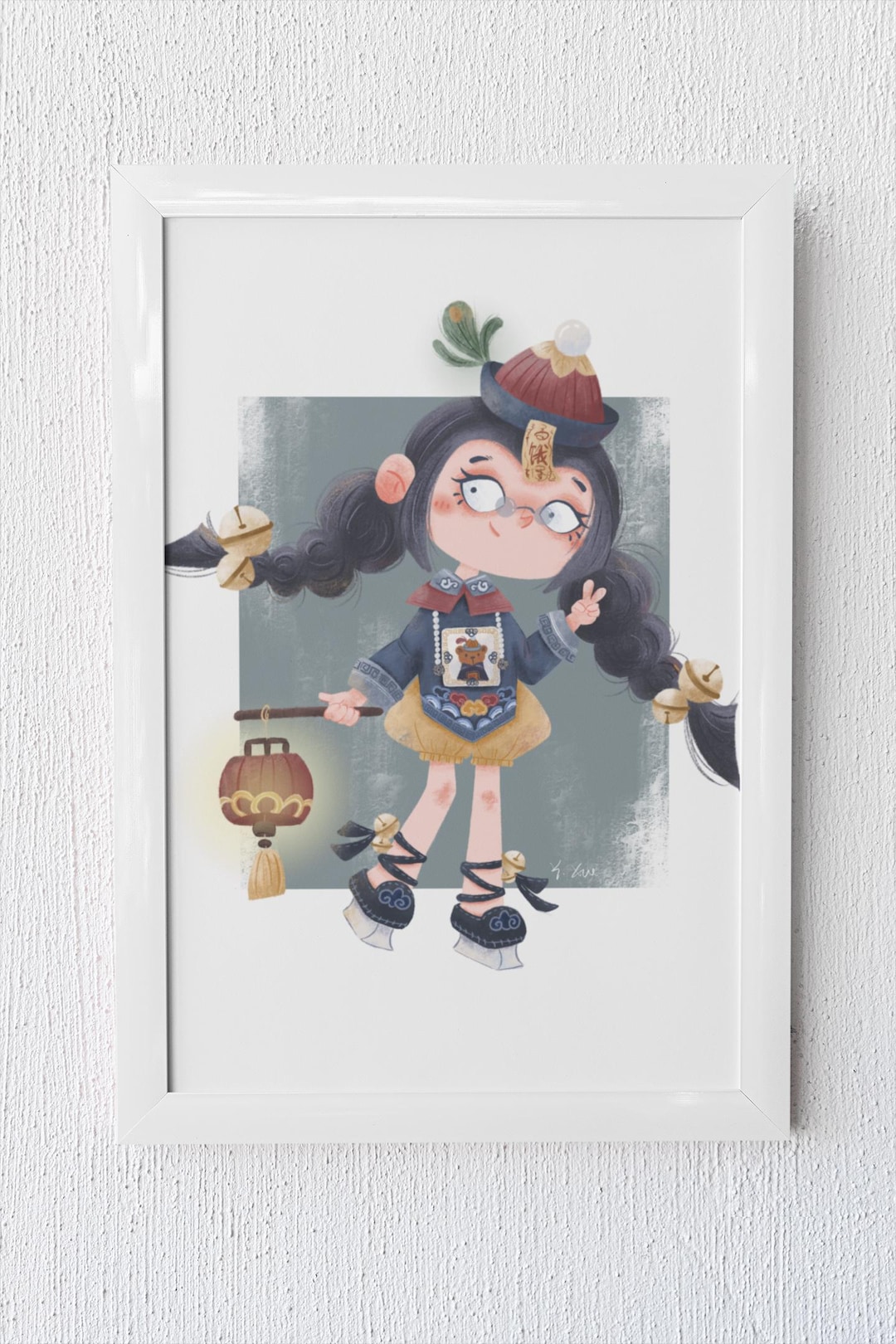 Cute Jiangshi Girl Art Print, Chinese Vampire Illustration, Gothic ...