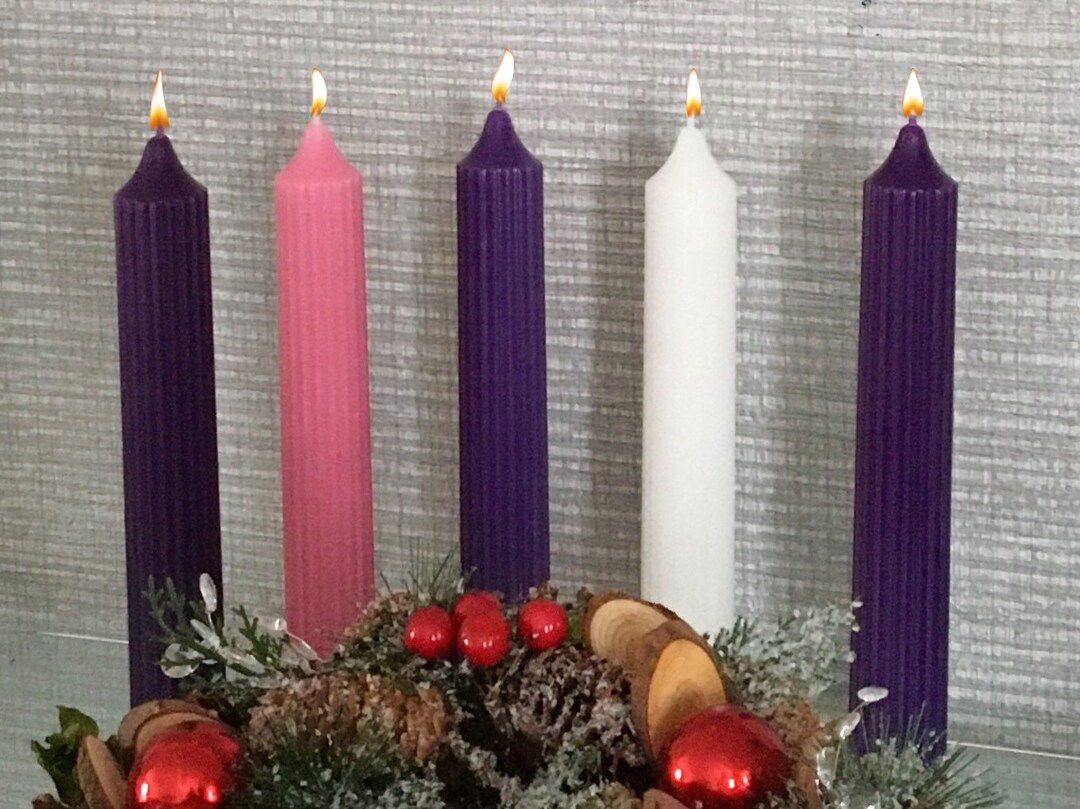 Advent Wreath Taper Candle Set, Violet Purple Pink White 9 Inch ...