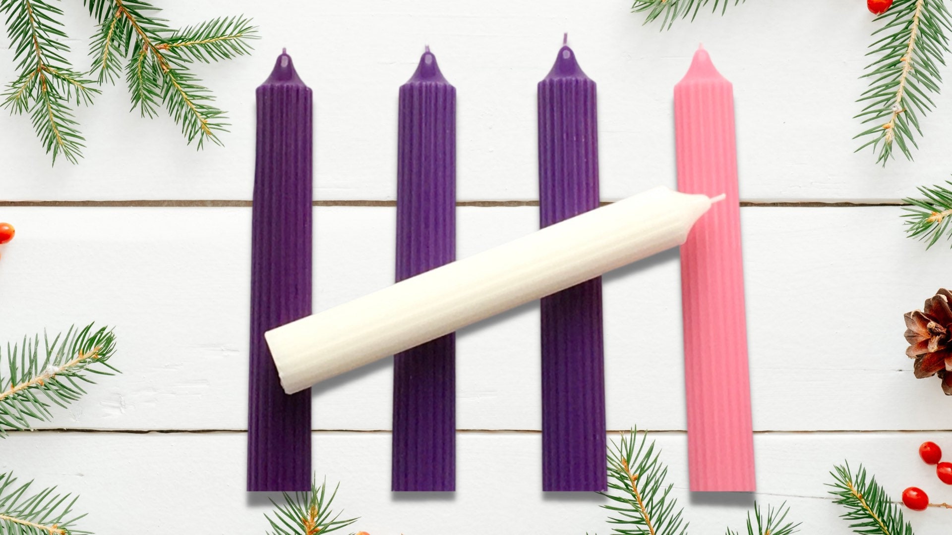 Advent Wreath Taper Candle Set, Violet Purple Pink White 9 Inch ...