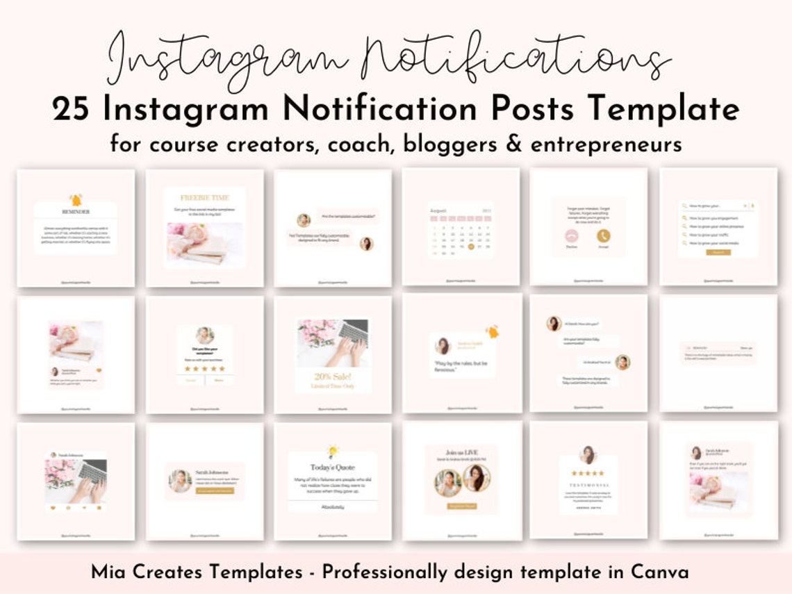 Instagram Notification Post Templates for Canva, Reminders, Alerts ...
