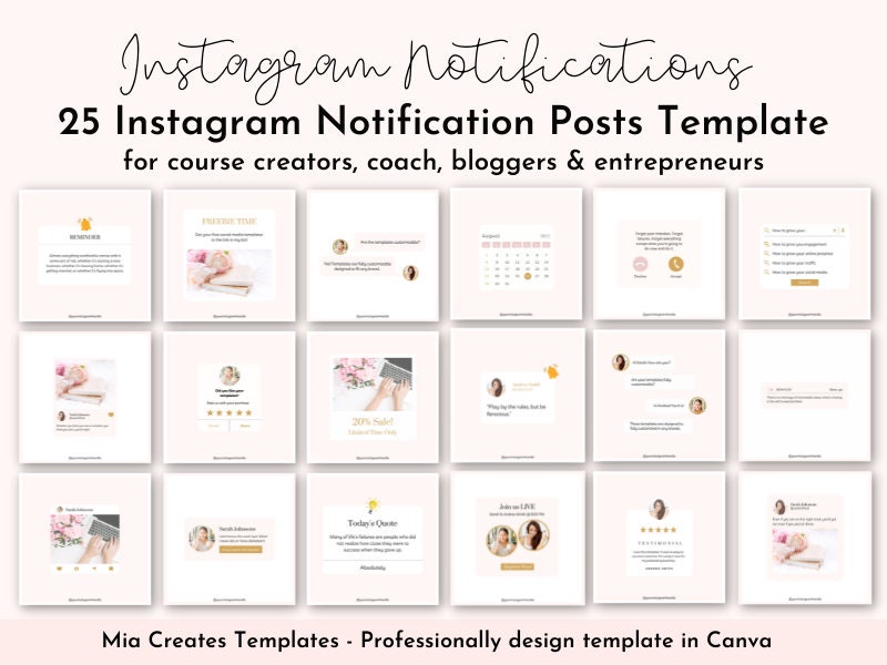 Instagram Notification Post Templates for Canva, Reminders, Alerts ...