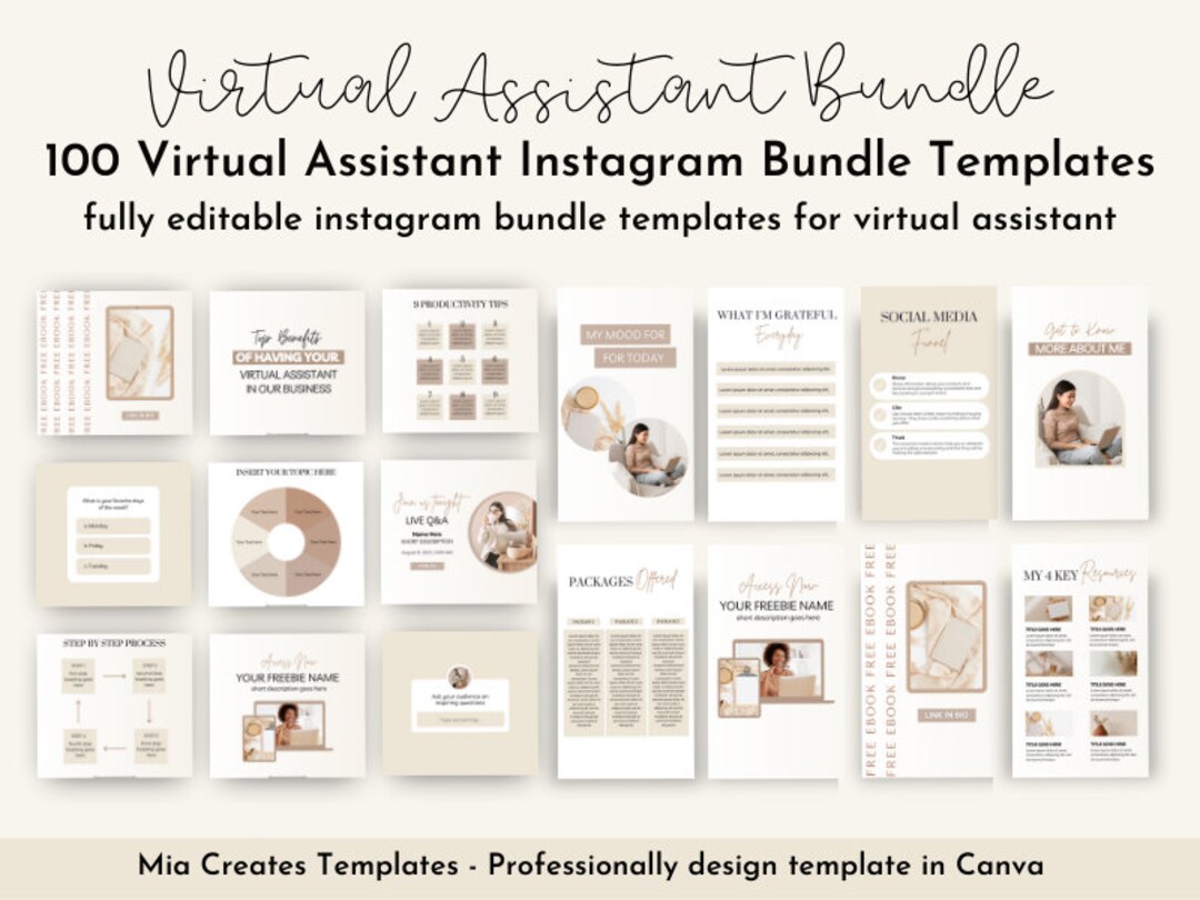 Virtual Assistant Template Bundle, VA Instagram Templates, Posts ...