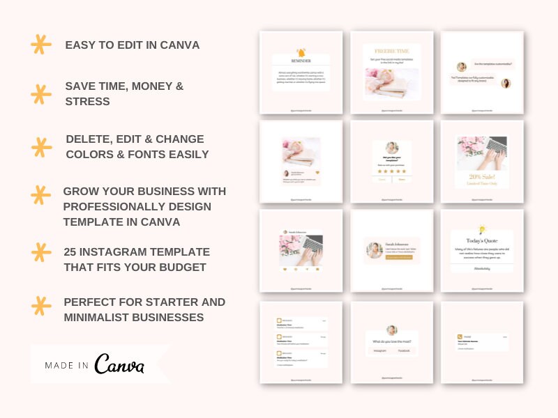 Instagram Notification Post Templates for Canva, Reminders, Alerts ...