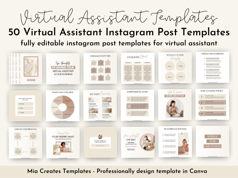 Virtual Assistant Instagram Posts Templates, Virtual Assistant, VA ...
