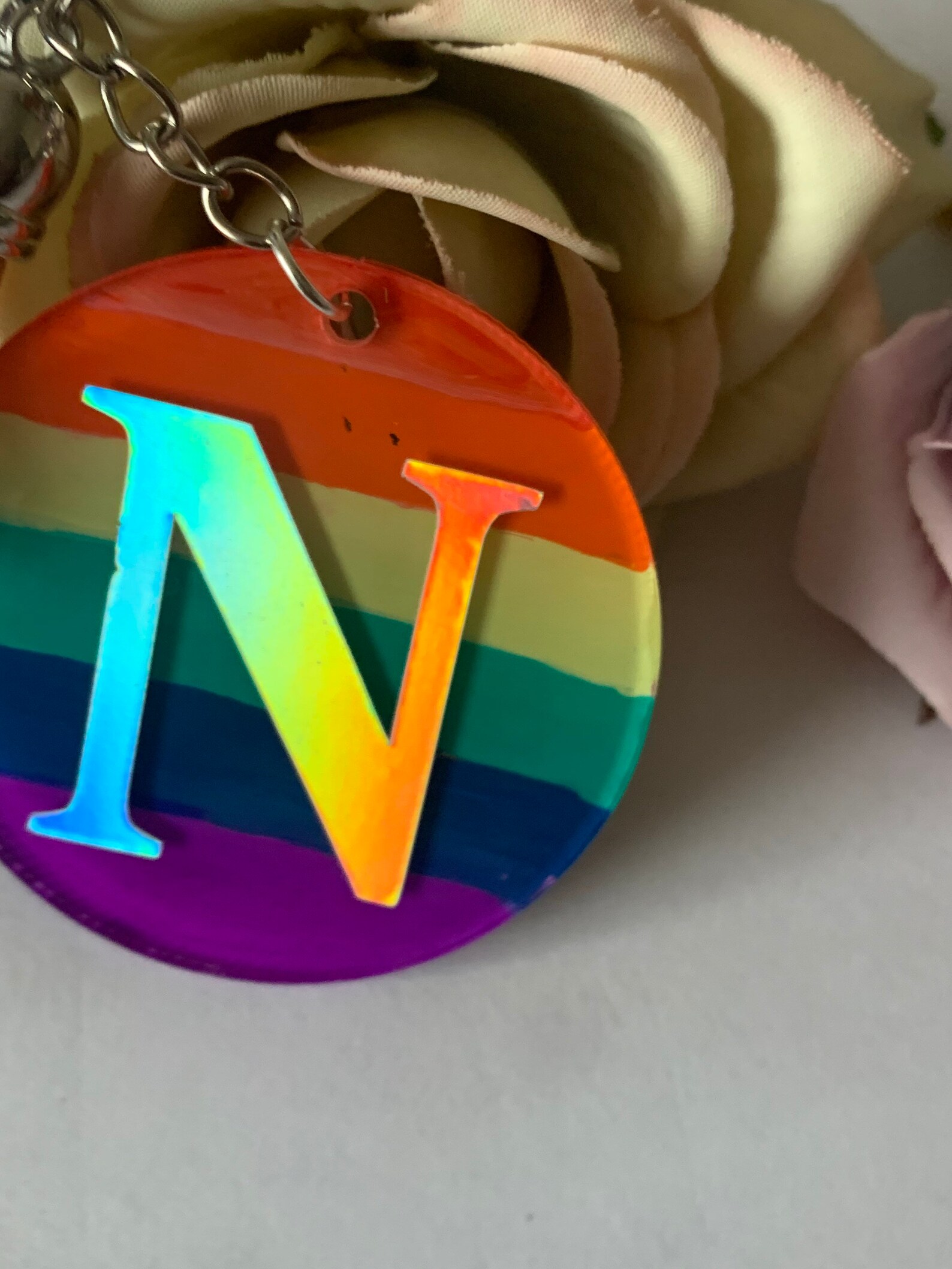 Lgbtq Lgbtq Keyring Keychain Rainbow Flag Initial Colour Shift Etsy