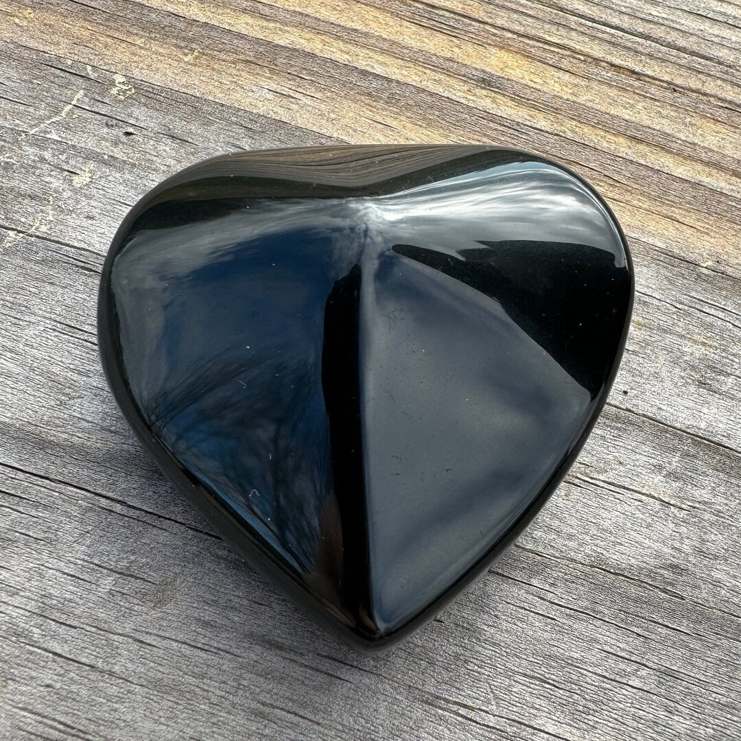 Black Obsidian Heart | Black Obsidian | Obsidian | Crystal Heart | Black Heart | Stone Heart ...