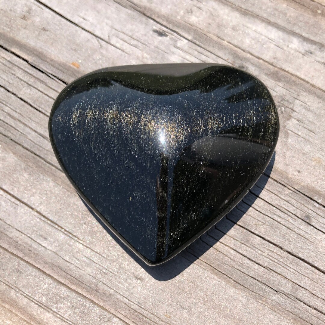 Gold Sheen Obsidian Heart | Golden Sheen Obsidian Heart | Polished ...