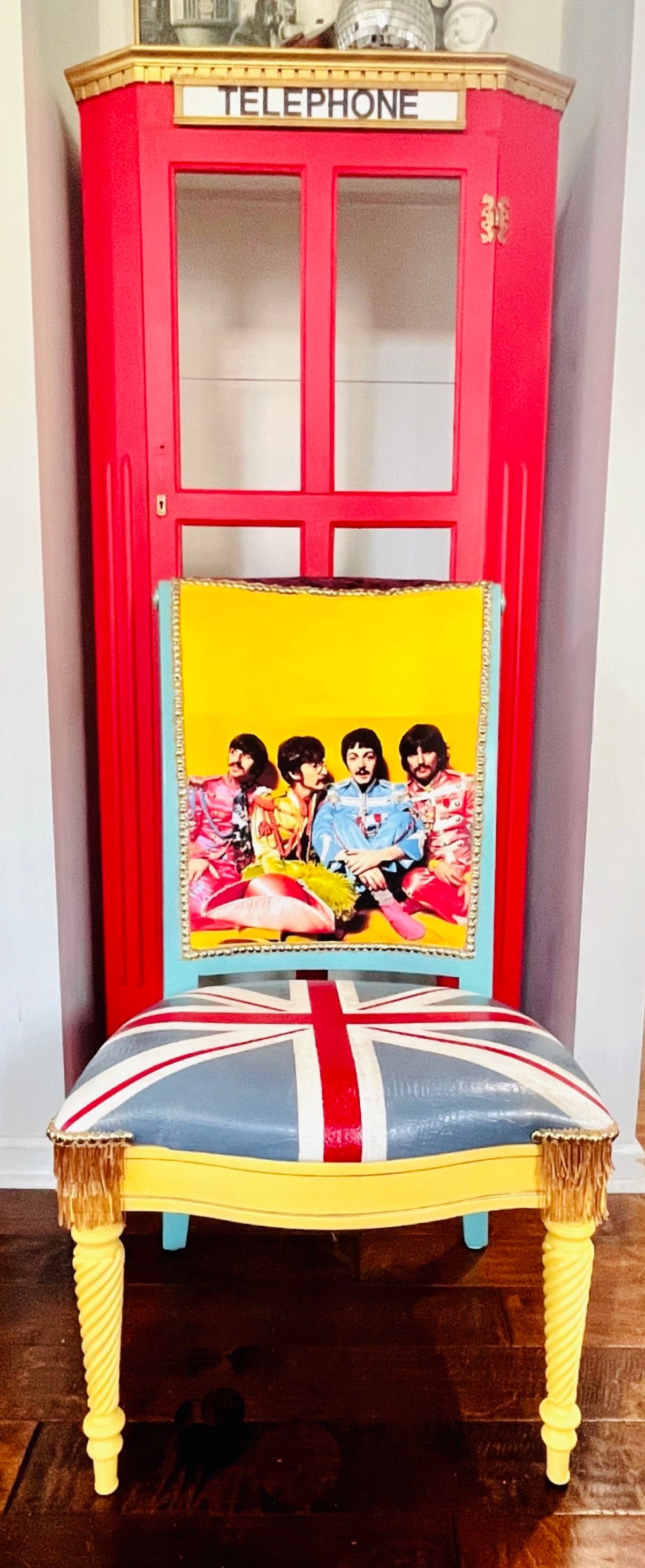 SOLD!! Beatles Funky Custom Armless Chair, Union Jack Seat - Etsy