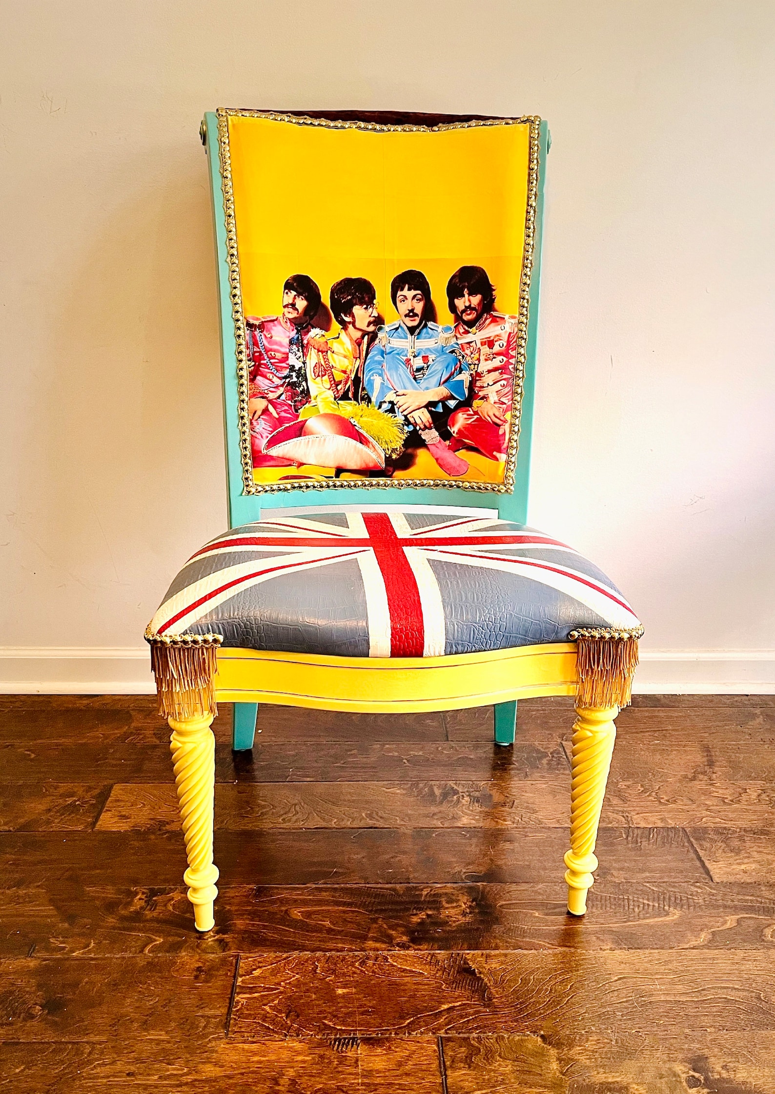 SOLD!! Beatles Funky Custom Armless Chair, Union Jack Seat - Etsy