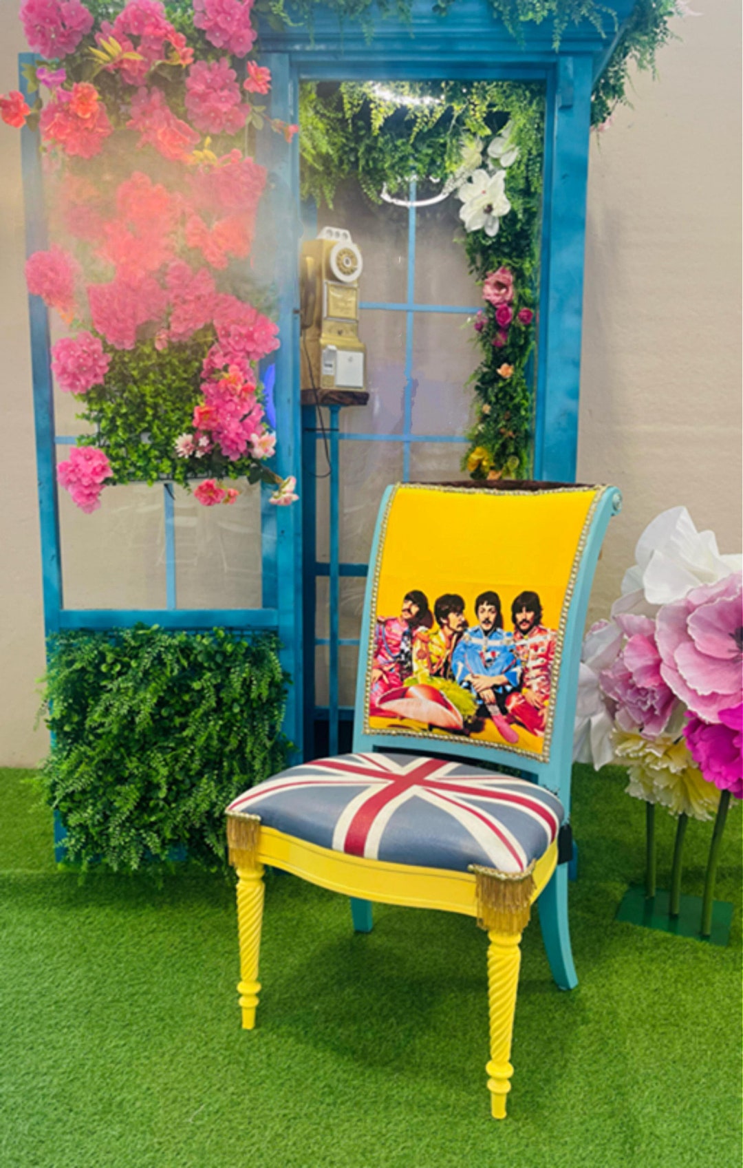 SOLD!! Beatles Funky Custom Armless Chair, Union Jack Seat - Etsy