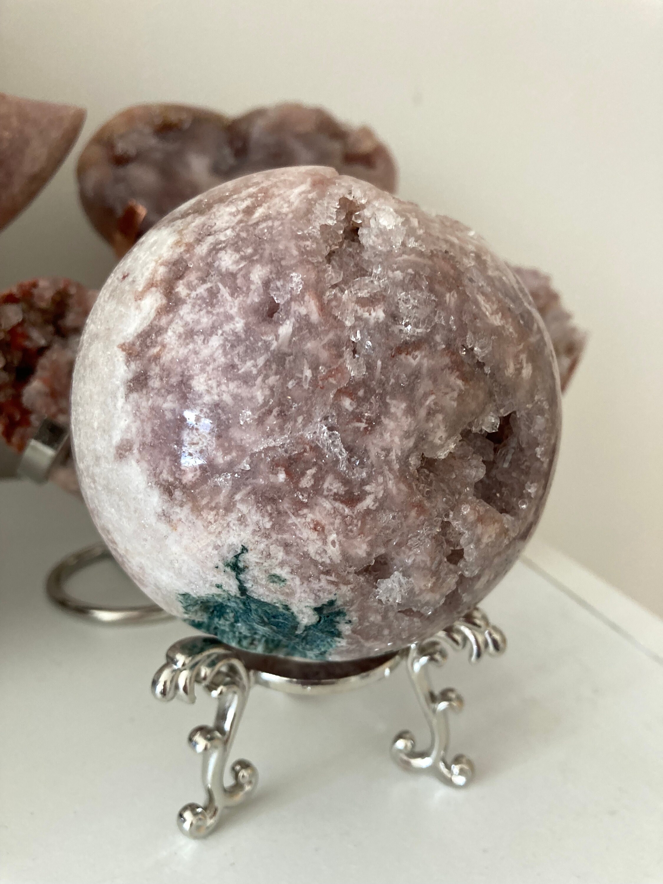 Pink Amethyst Sphere, Large Pink Amethyst Druzy, Pink Amethyst Crystal ...