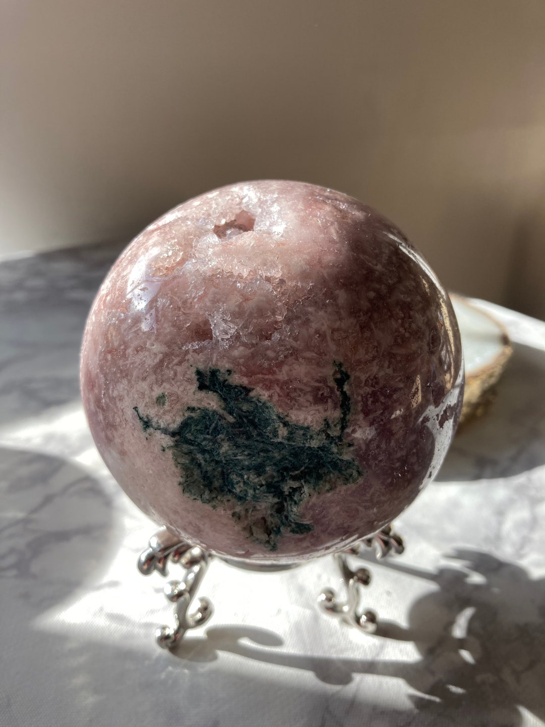 Pink Amethyst Sphere, Large Pink Amethyst Druzy, Pink Amethyst Crystal ...