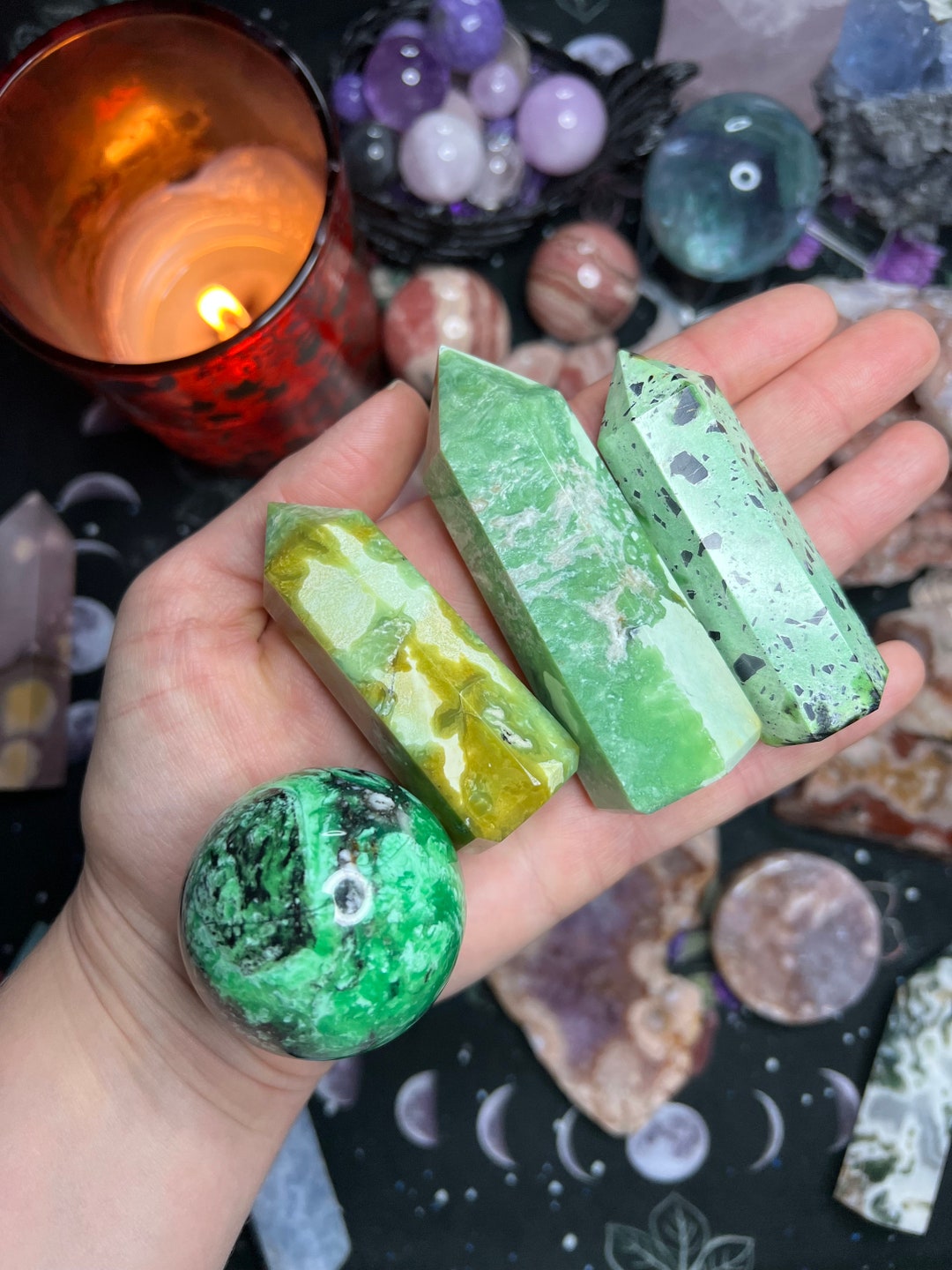 Variscite Crystal Sphere Tower Obelisk Healing Aura Heart Chakra Rare ...