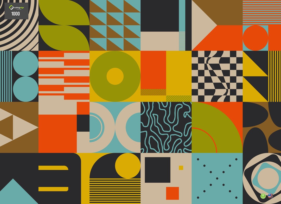 Geometric Retro Puzzle: Groovy Swatch Design - Etsy