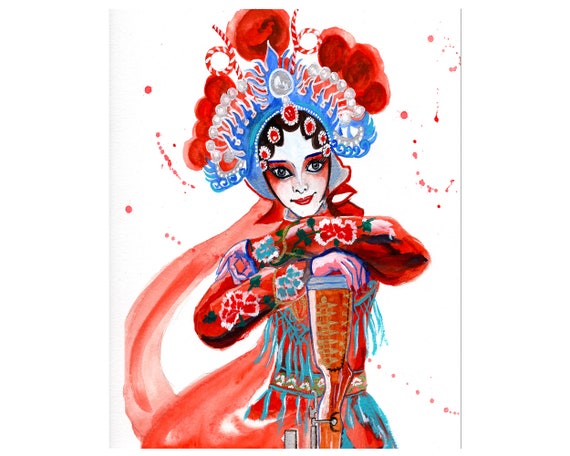 Original Watercolor Painting / Asian Art / Beijing Opera Art / - Etsy