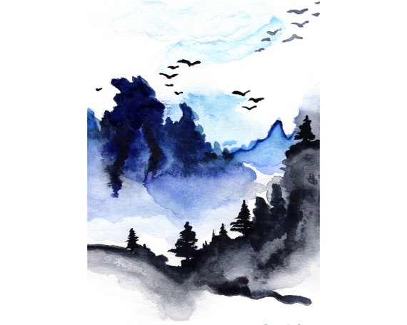 Original Watercolor Painting / Dark Woods / Forest / Journey / - Etsy