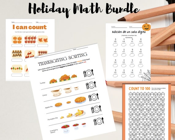 10 HOLIDAY Math Bundle Printable Elementary Worksheets - Etsy