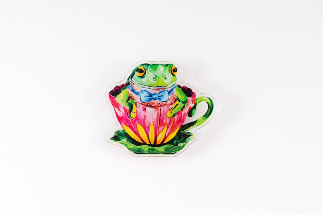 Teacup Frog Pin, Frog Pin, Cute Frog Pin, Acrylic Pin, Acrylic Pin ...