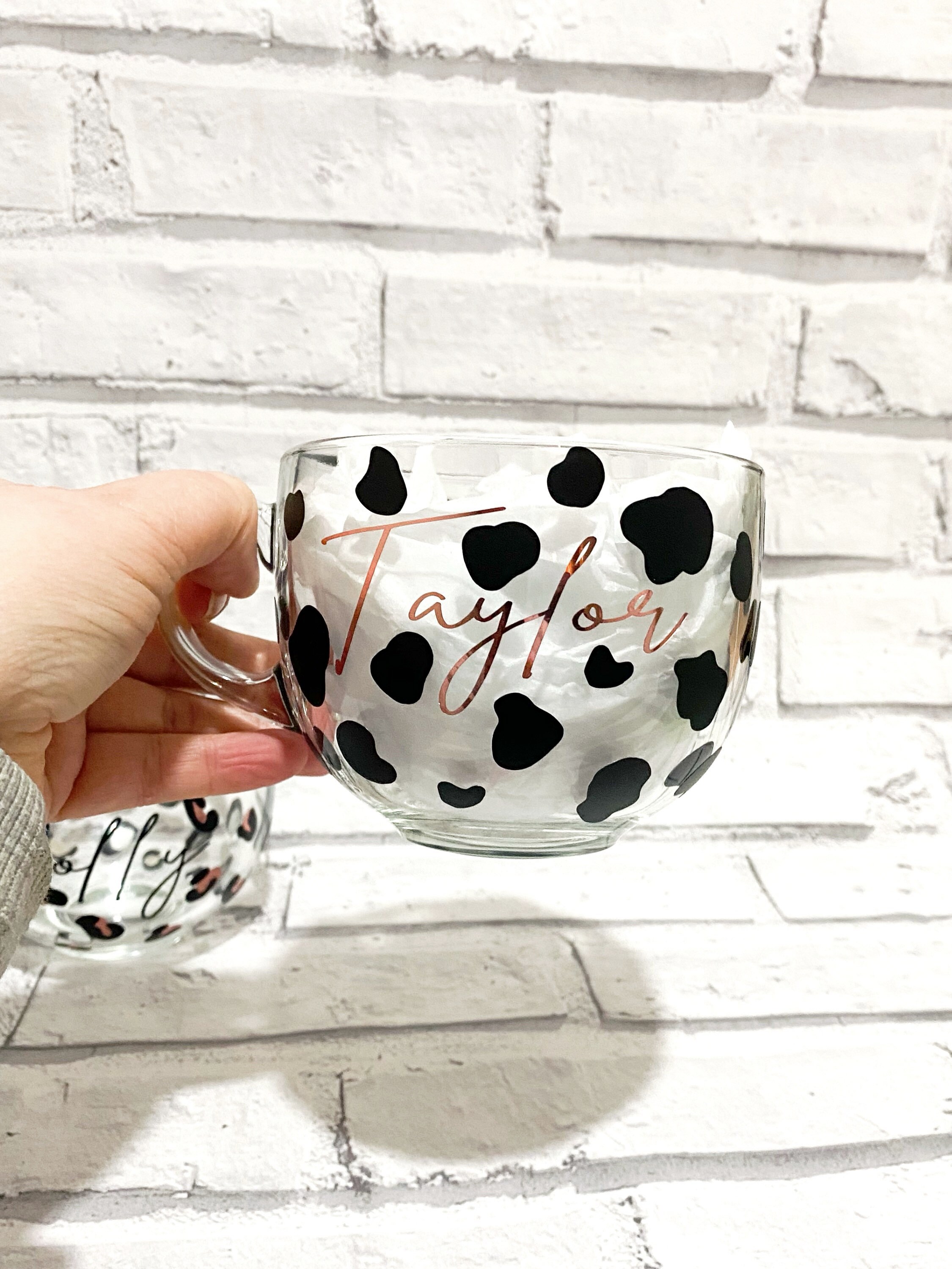 Cow Print Mug Animal Print Mug Glass Mug Mug & Coaster - Etsy UK