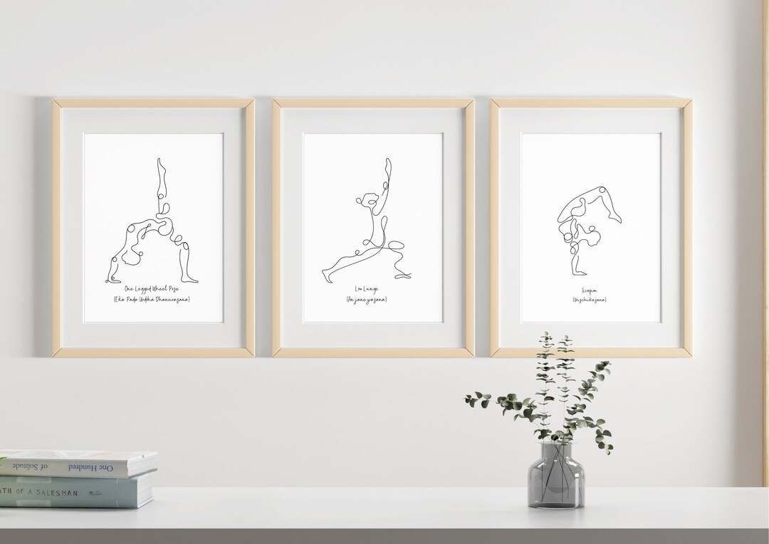 Set of 3 Yoga Art Posters | Digital Download Yoga Print | Yoga Art ...