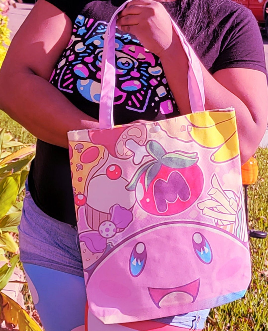 Kirby Tote Bag Cute Kawaii Gamer Kidcore Food - Etsy