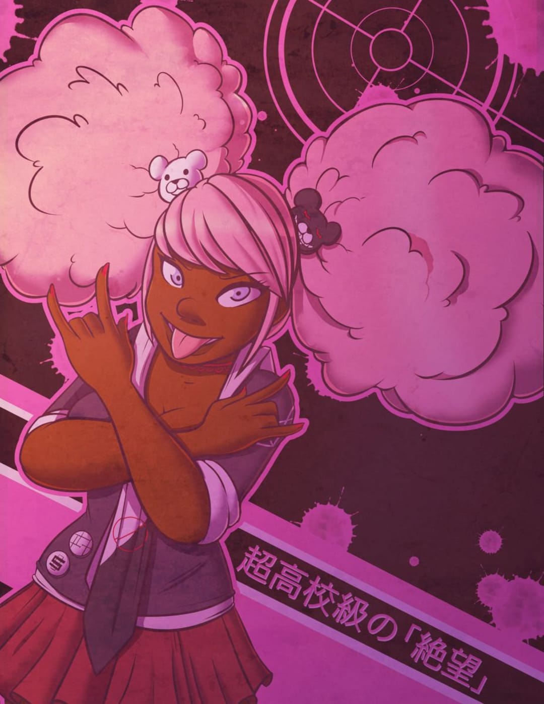 Afro Junko Enoshima Poster - Danganronpa, Anime, Gamer, Black, Cute ...