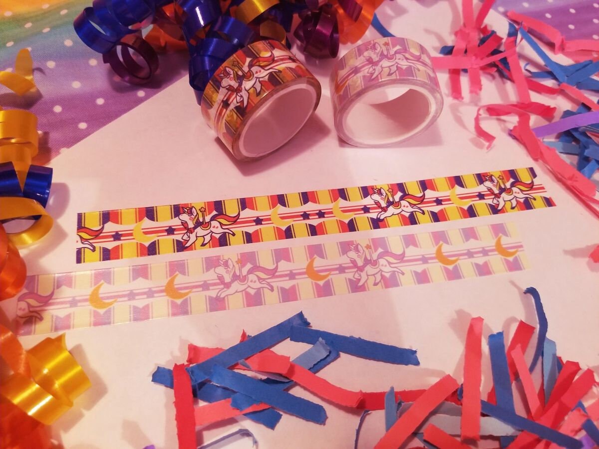 Carousel Unicorn Washi Tape Clowncore Kidcore Circus Office - Etsy