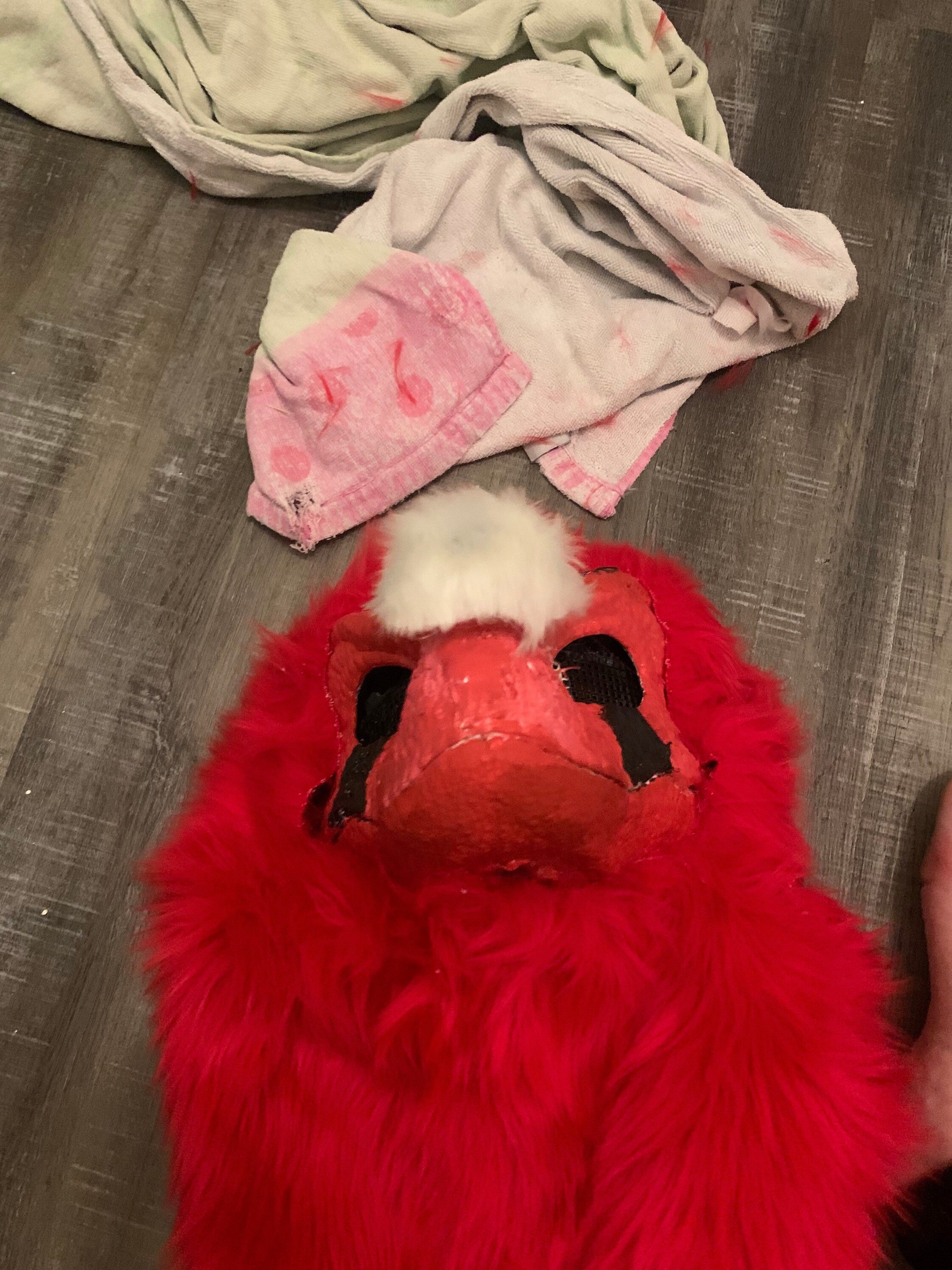 Premade red and black dino mask READ DESCRIPTION | Etsy