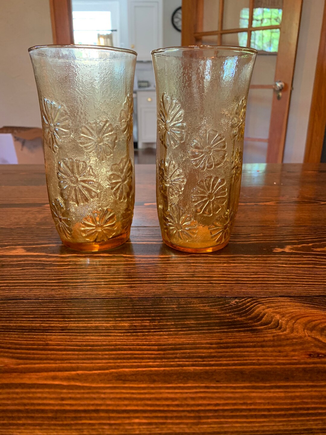 Vintage Anchor Hocking Amber Daisy Vases - Etsy