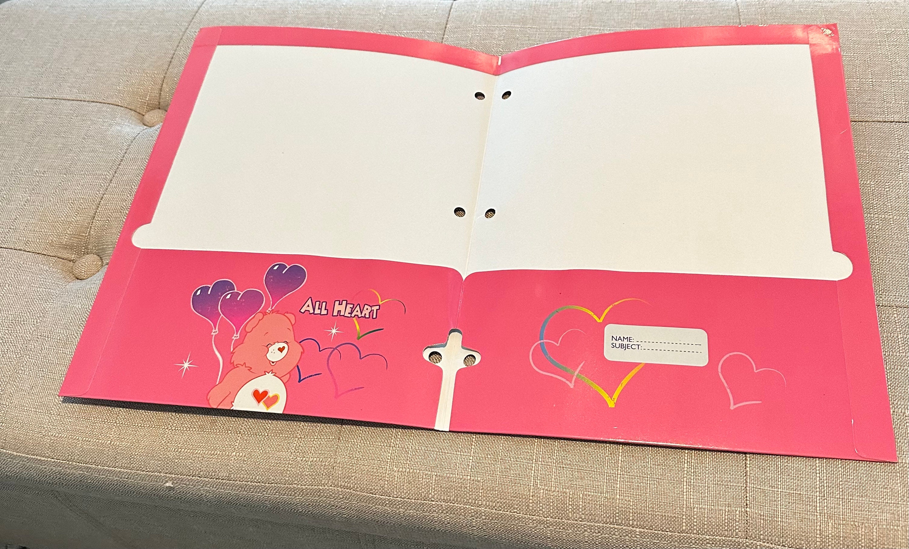 Vintage Care Bears love-a-lot Bear Folder - Etsy