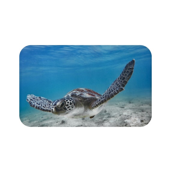 Sea turtle bath mat bath decor home decor bath mats beach | Etsy