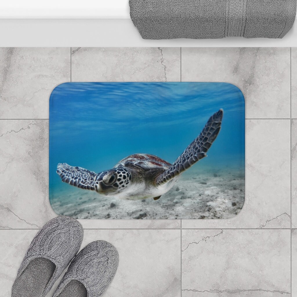 Sea Turtle Bath Mat, Bath Decor, Home Decor, Bath Mats, Beach Bath Mat ...