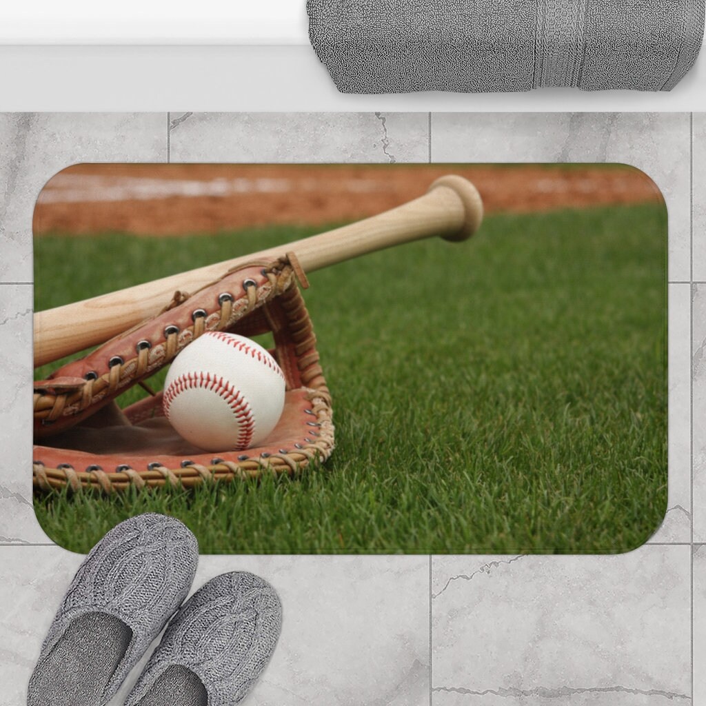 Baseball Bath Mat Baseball Bathroom Decor Home Decor Gifts - Etsy
