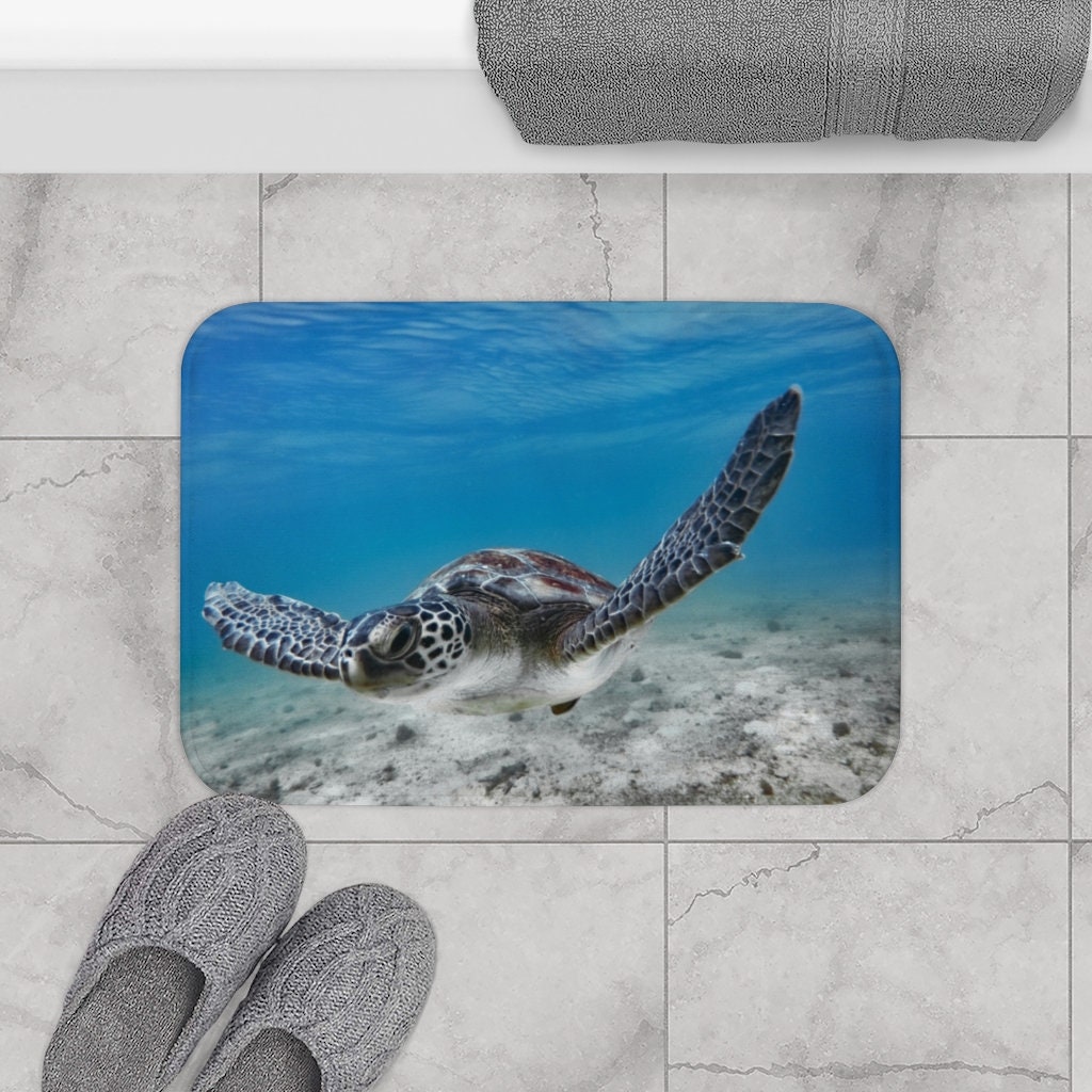Sea Turtle Bath Mat, Beach Decor, Home Decor, Bathroom Decor, Bath Mat ...