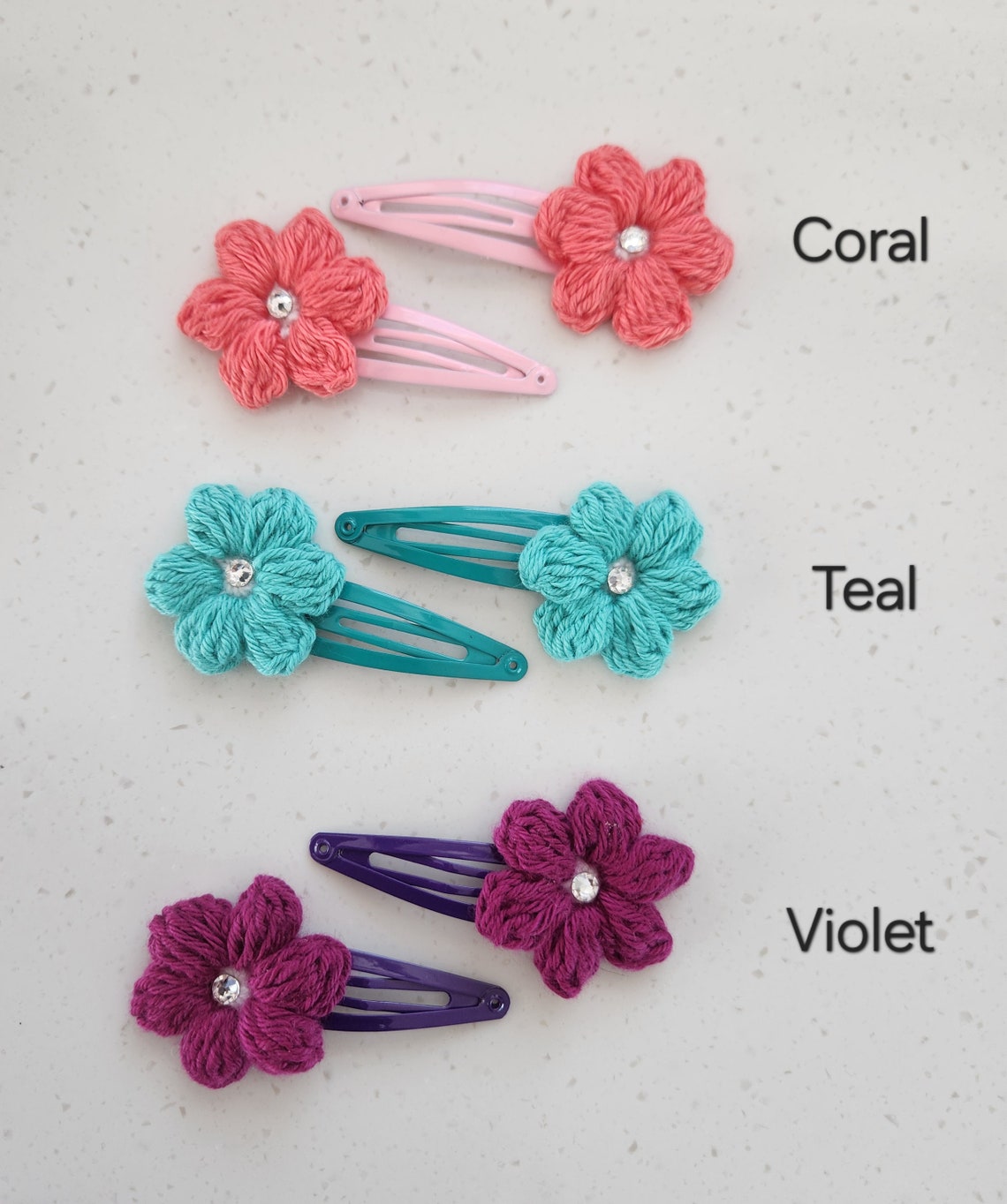 Puff Flower Hair Clips, Crochet Puff Flower, Hair Clip, Flowers for ...