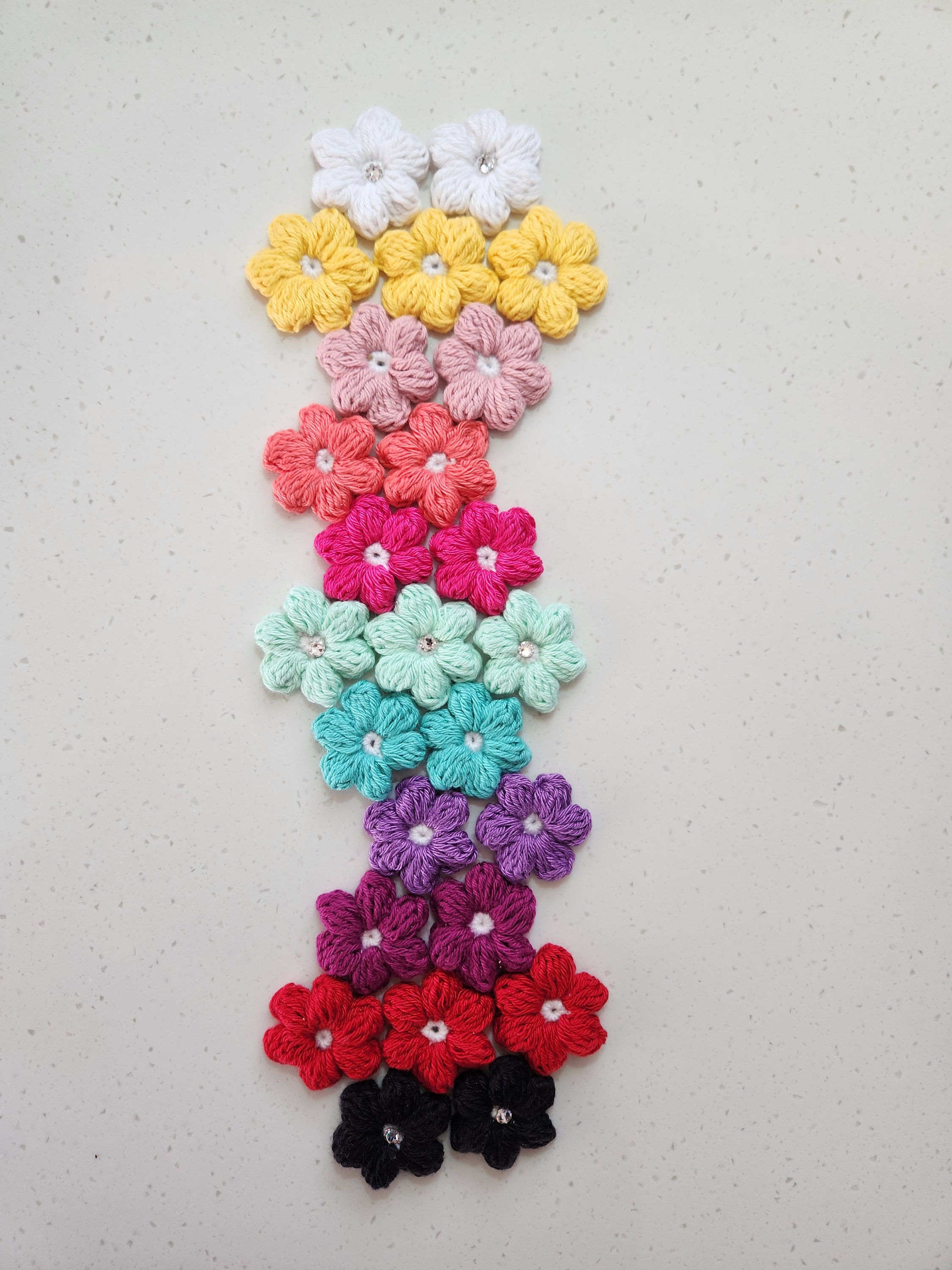 Puff Flower Hair Clips, Crochet Puff Flower, Hair Clip, Flowers for ...