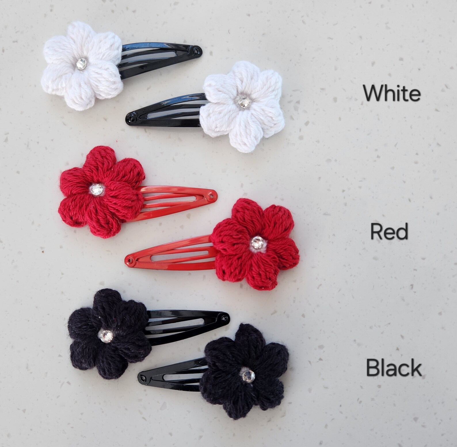 Puff Flower Hair Clips, Crochet Puff Flower, Hair Clip, Flowers for ...