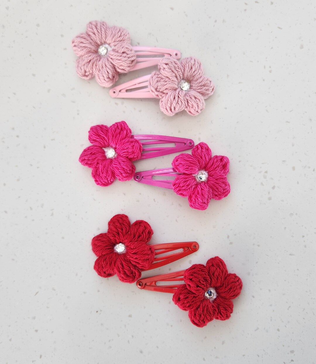 Puff Flower Hair Clips, Crochet Puff Flower, Hair Clip, Flowers for ...
