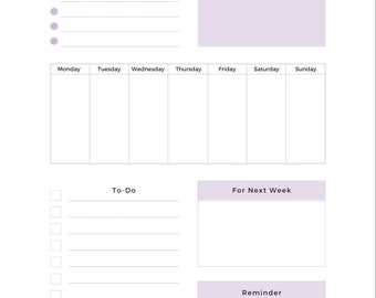 Purple Weekly Planner - Etsy