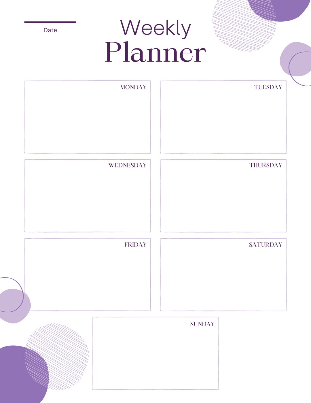 Purple Weekly Planner Simple - Etsy