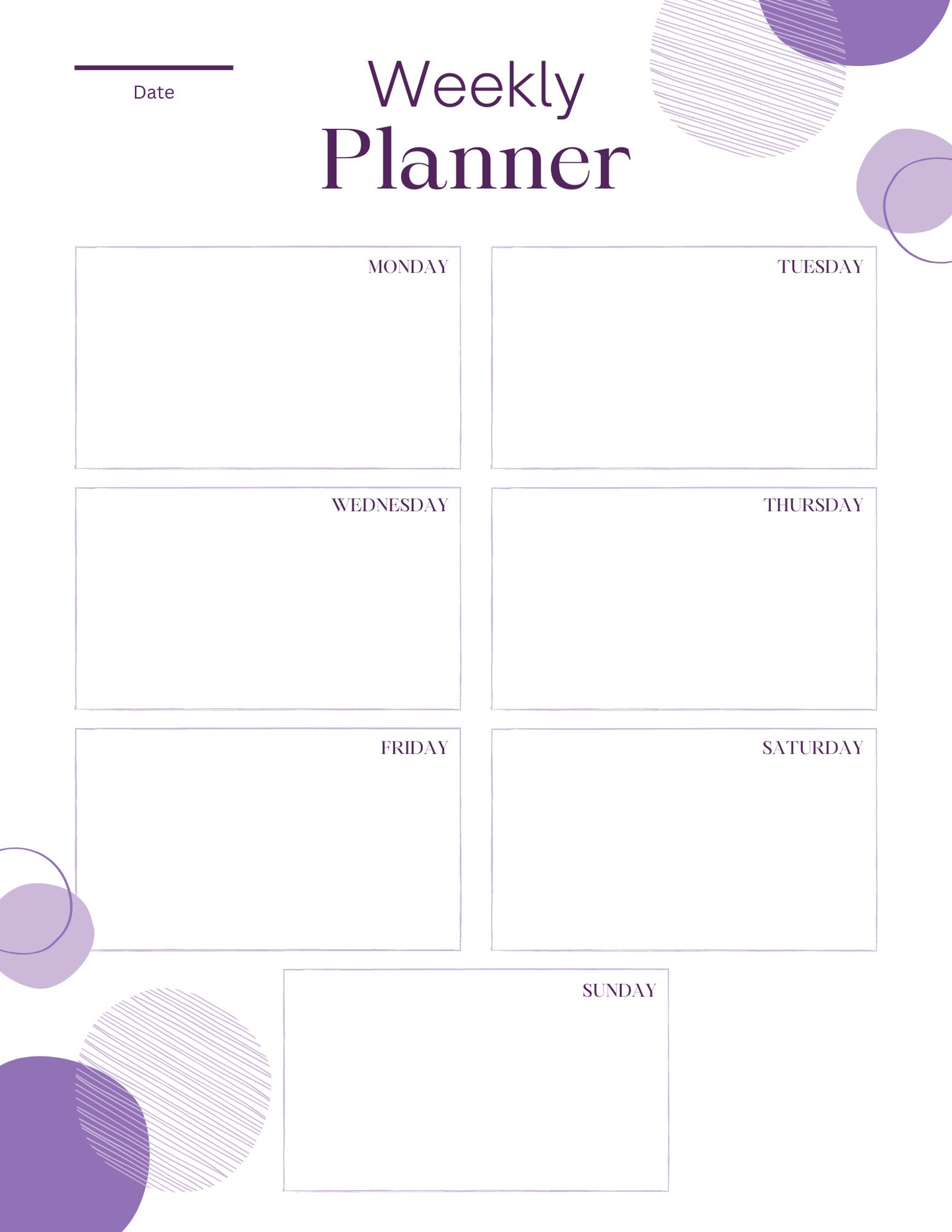 Purple Weekly Planner Simple - Etsy