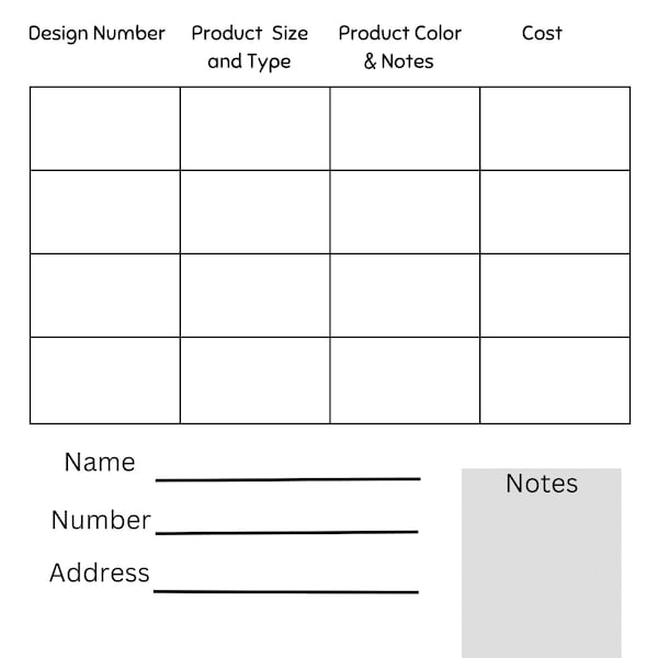 Sublimation Order Form - Etsy