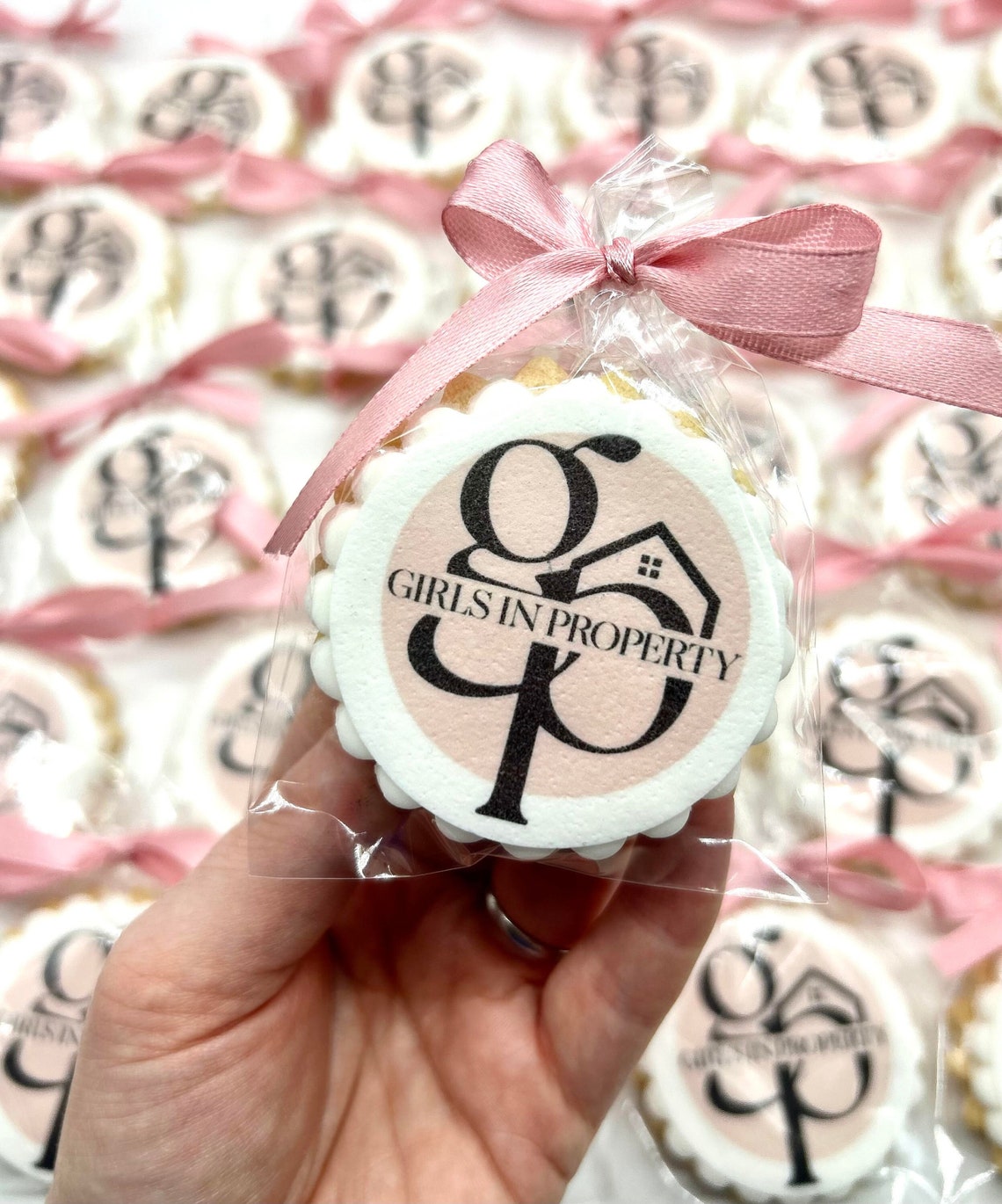 Business Logo Cookies - PR Corporate Event and Meeting Gifts - Pink ...