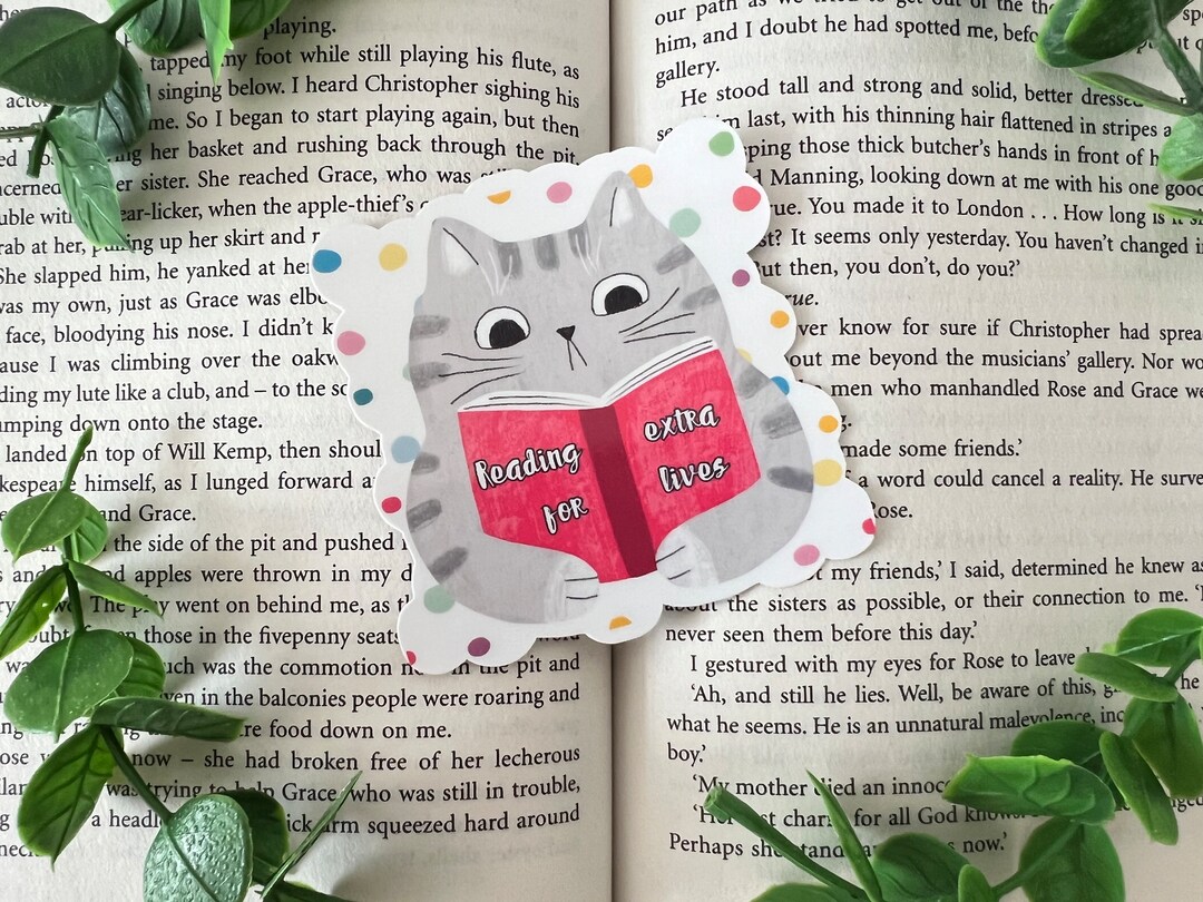Reading for Extra Lives Cat Sticker / Book Lovers / Cat Lovers / Books ...