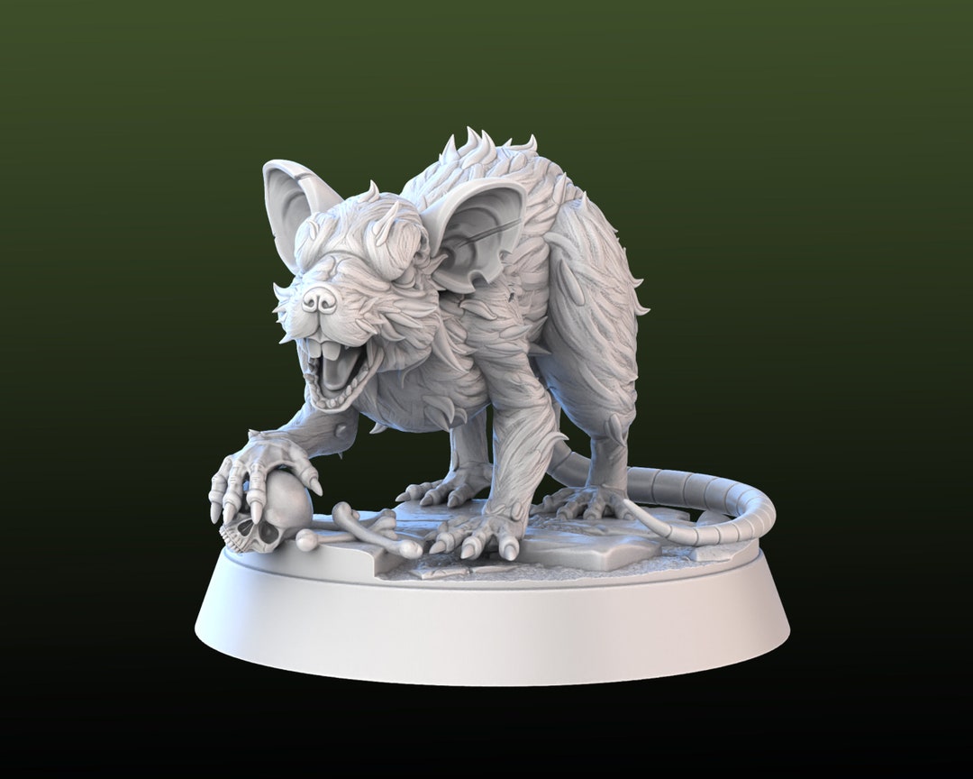 Giant Rat W/ Skull - High Detail Resin 3D Printed Miniatures and Props ...