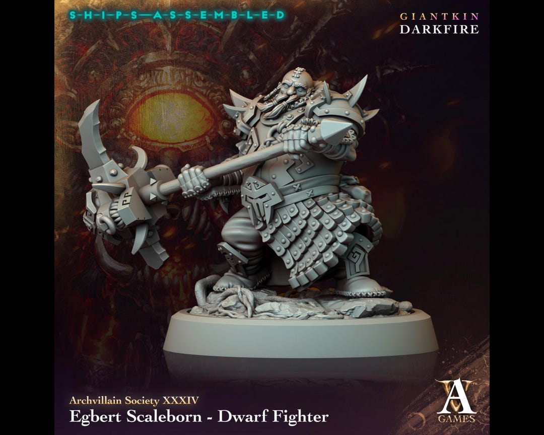 Egbert Scaleborn Dwarf Fighter Giantkin, Darkfire Highly Detailed Resin ...